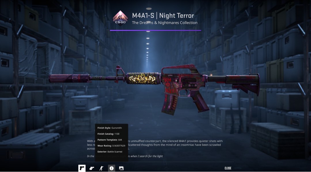 CS2 M4A1 Night Terror BS with Nice Sticker Craft, Video Gaming, Gaming ...