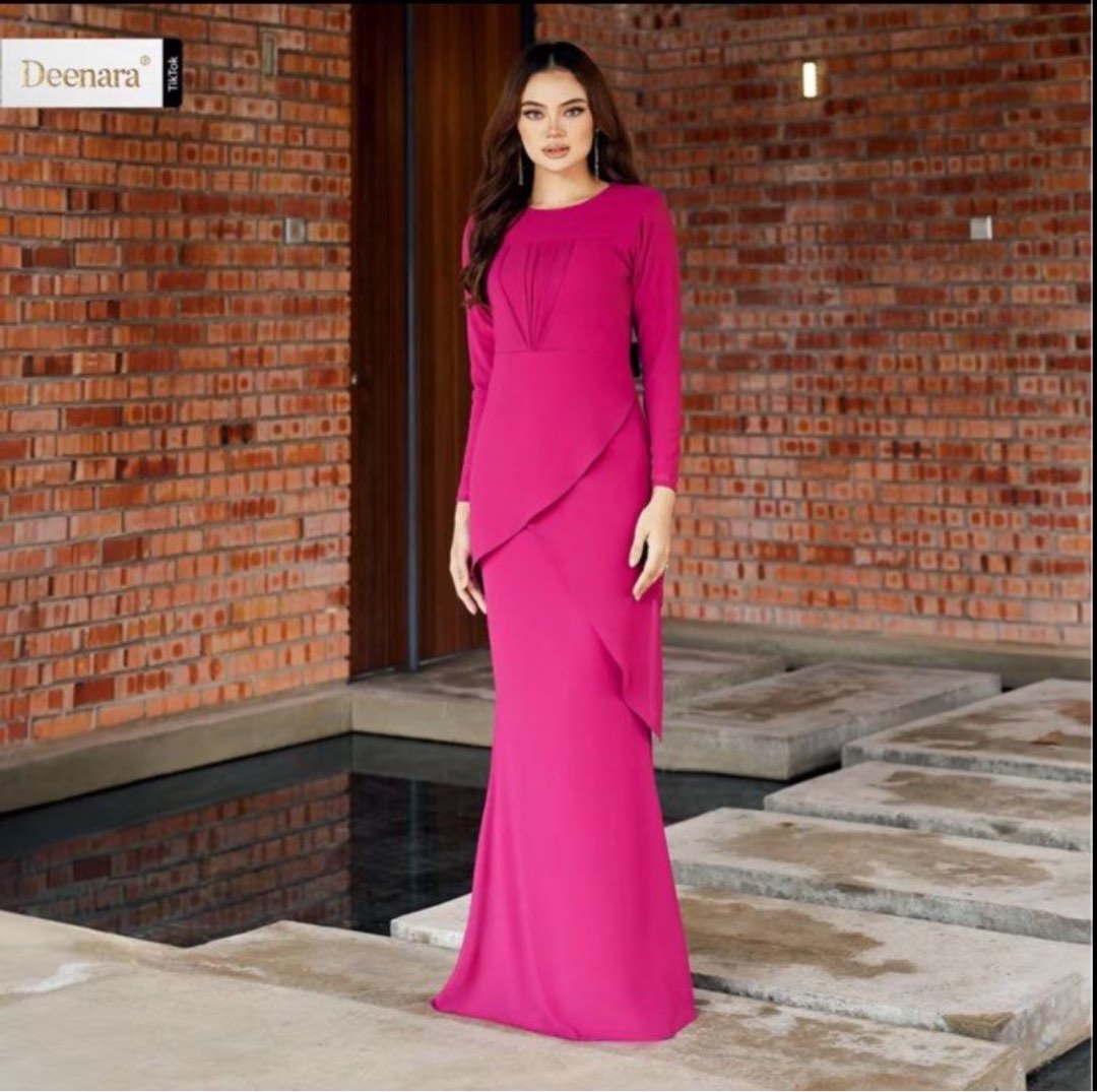 Deenara kurung in magenta, Women's Fashion, Muslimah Fashion, Baju ...