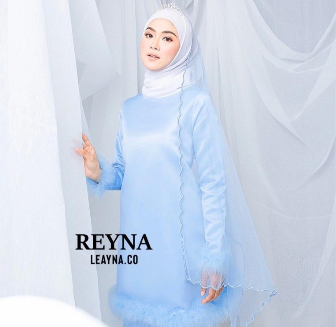 [Defect] Reyna Baby Blue Kurung in L (Leayna.co), Women's Fashion ...