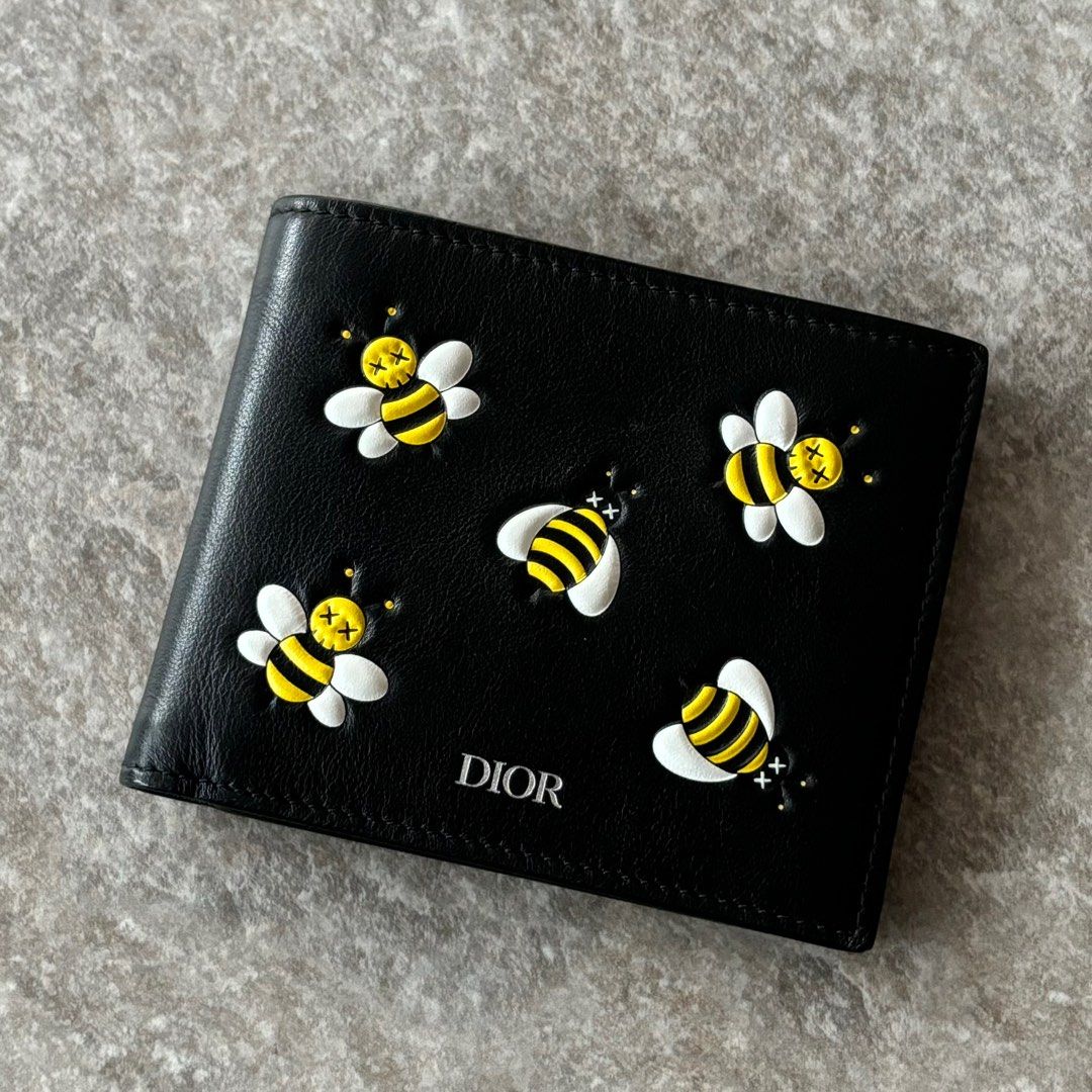 DIOR X KAWS YELLOW BEES CALFSKIN BI-FOLD WALLET, Men's Fashion, Watches ...