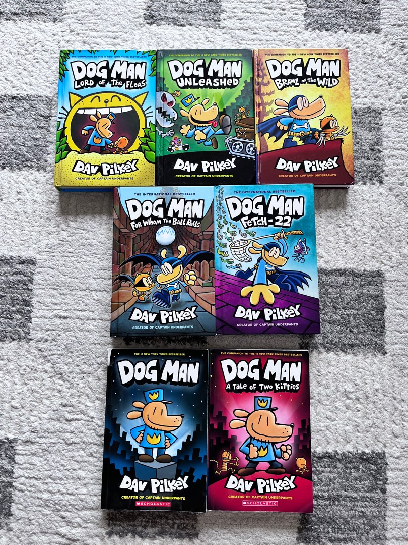 Dog Man by Dav Pilkey x 7 books, 興趣及遊戲, 書本 & 文具, 兒童書籍 - Carousell