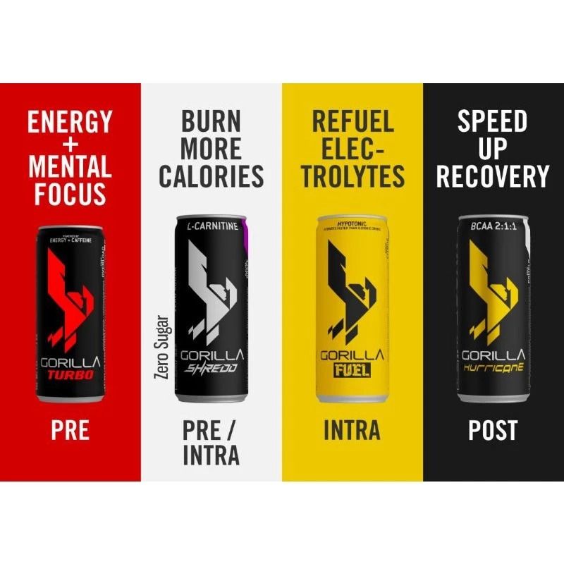GORILLA Energy Drink Ready To Drink 250ml/325ml Sports Energy Booster ...