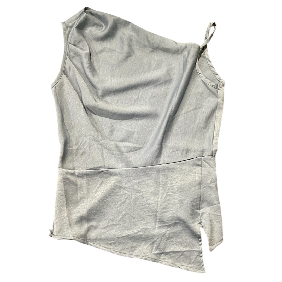 Ice Blue Satin Blouse, Women's Fashion, Tops, Blouses on Carousell