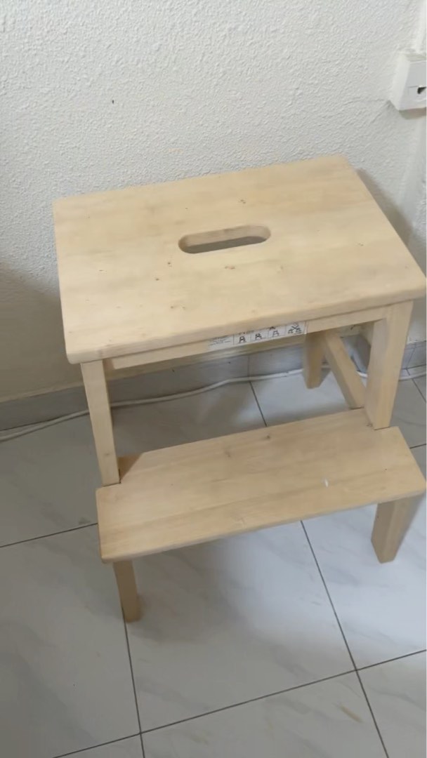 IKEA Wooden Stool, Furniture & Home Living, Furniture, Chairs on Carousell