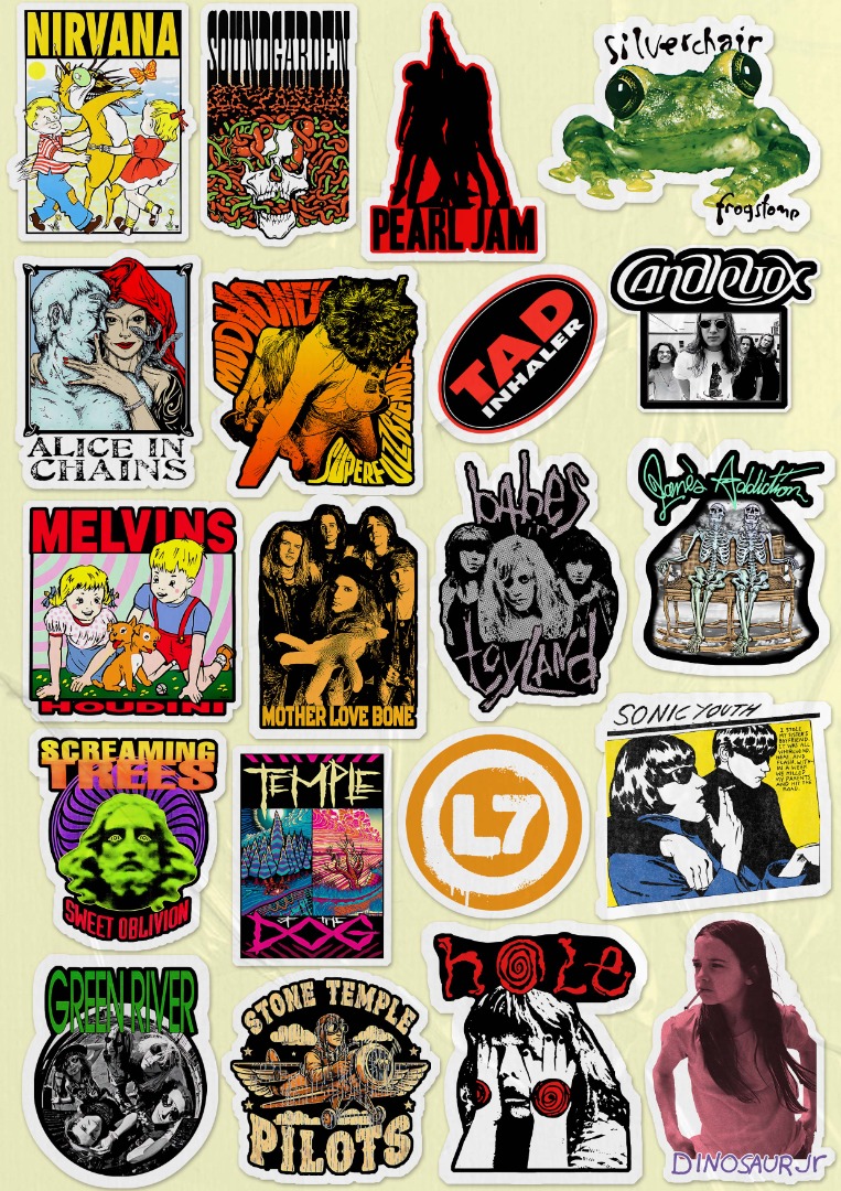 [Legendary 80s 90s Grunge Band Vinyl Stickers] Premium Quality, Ink ...