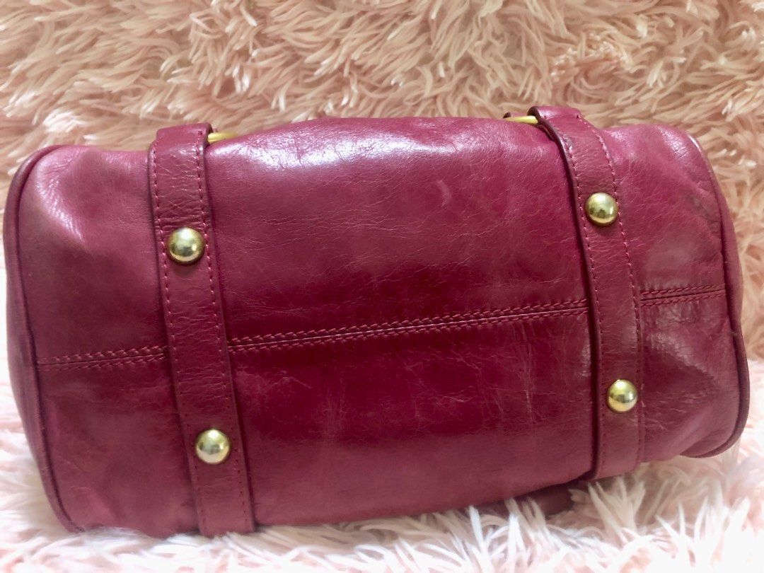 Miu Miu Vitello Lux Bow 2 Ways Small Pink Leather Men's Women's Satchel/Crossbody/Tote/Handbag ...