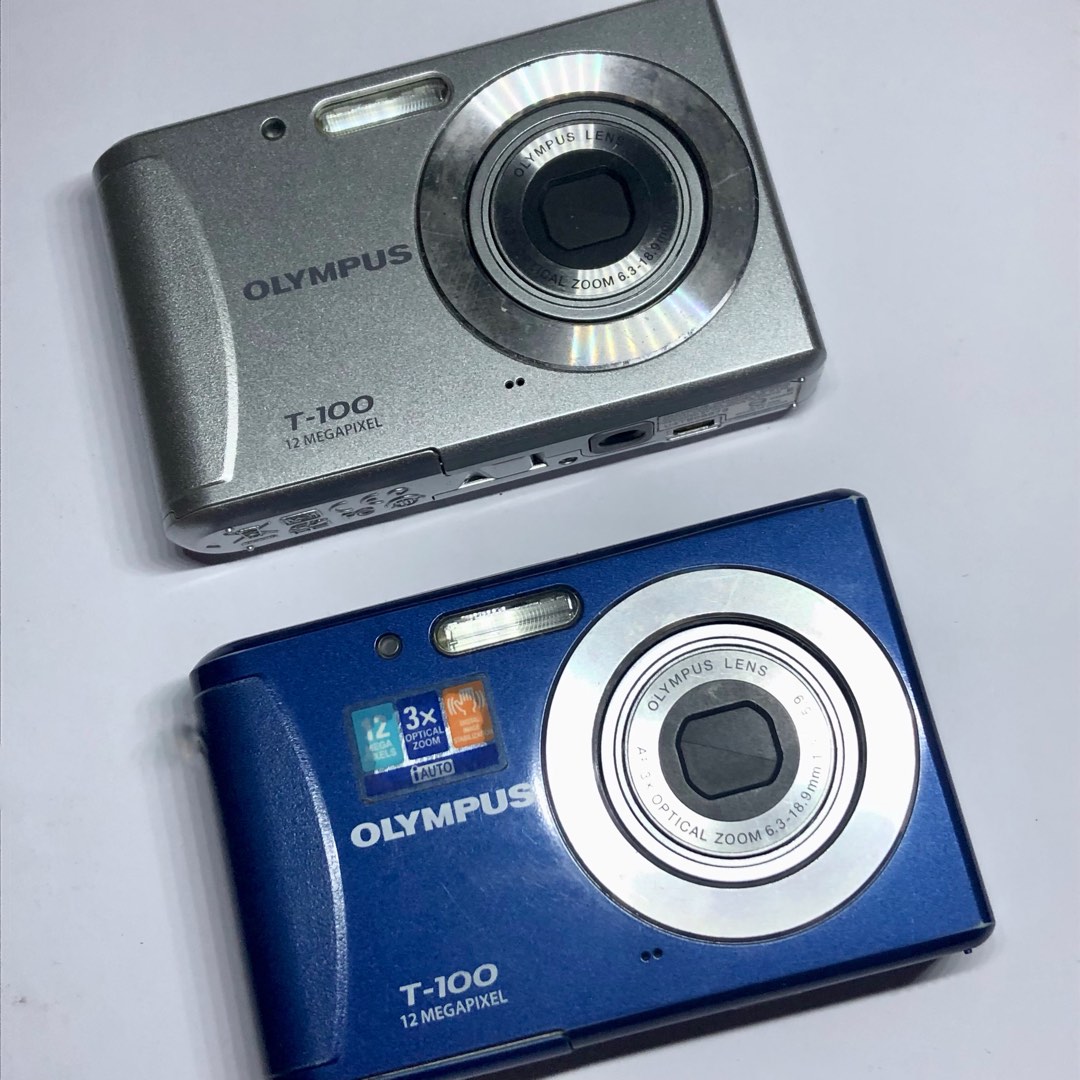 OLYMPUS T-100 Digital Camera Blue Silver, Photography, Cameras on Carousell