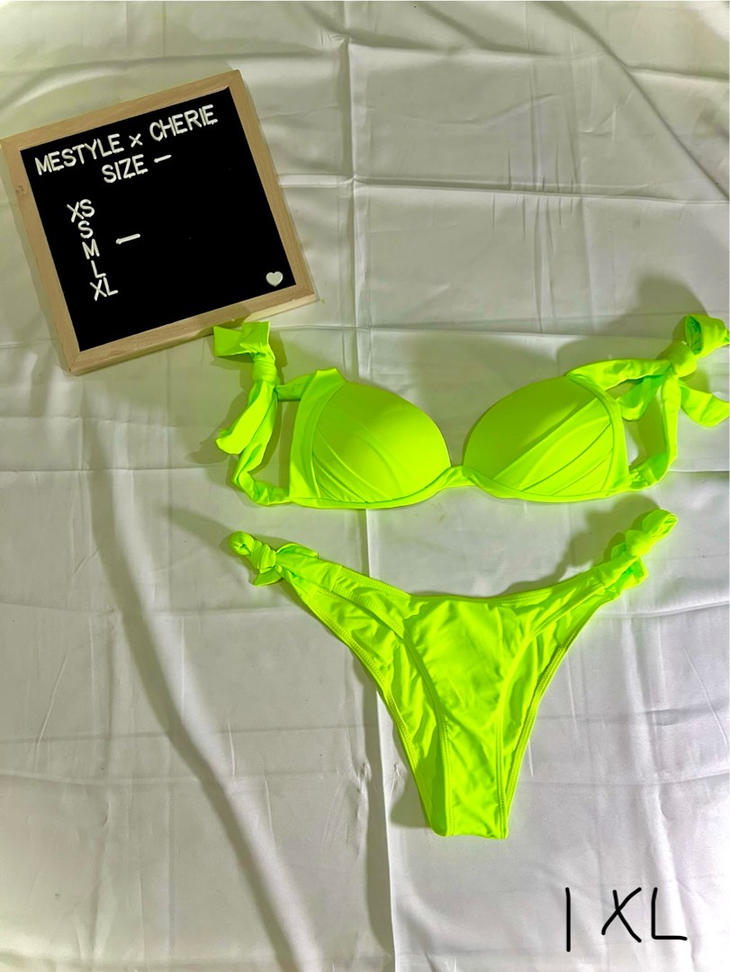 Plain Neon Two Piece, Women's Fashion, Swimwear, Bikinis & Swimsuits on ...