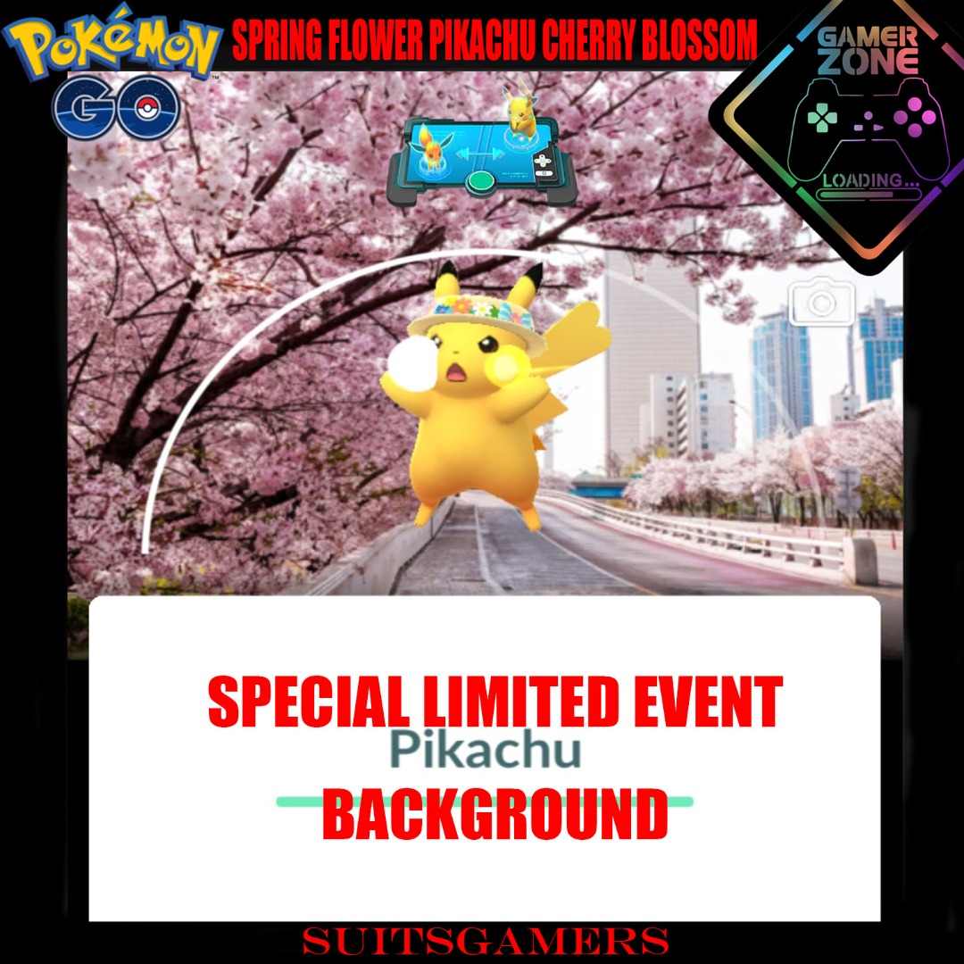 Pokemon GO - Spring Flower Pikachu with Cherry Blossom Background ...