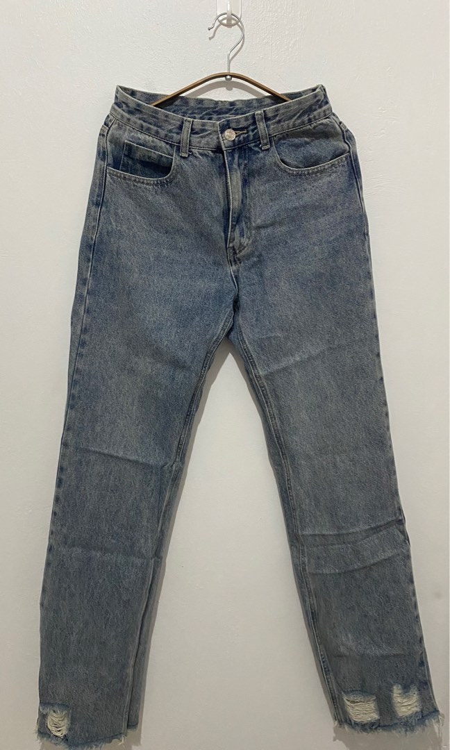 Straight Cut Hard Denim Jeans (Ukay), Women's Fashion, Bottoms, Jeans ...