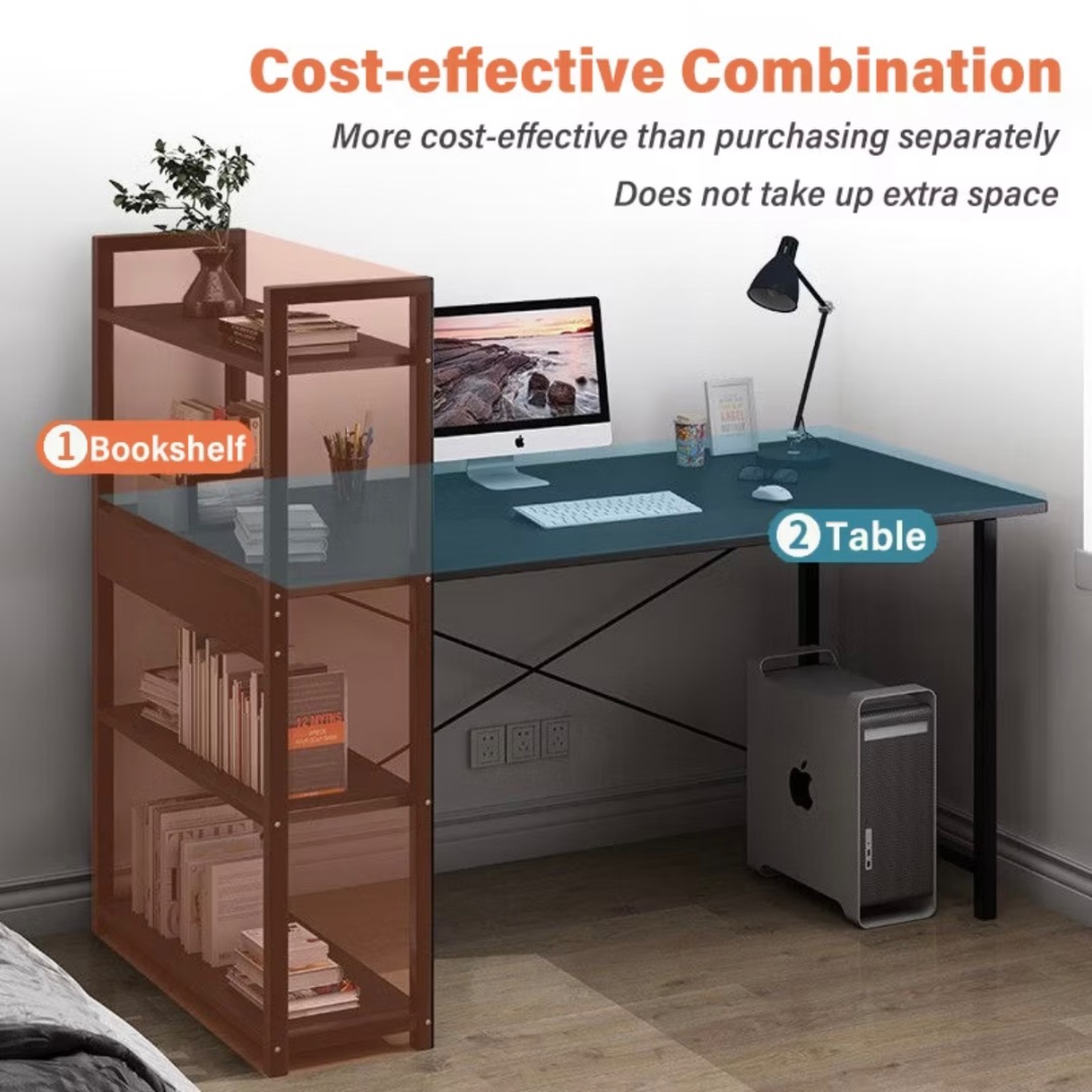 Study Desk With Shelves | Home Office Writing Table | Student Desk Storage Rack | Workstation ...