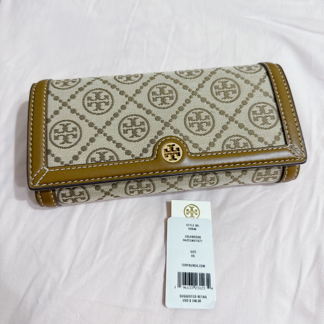 Tory Bruch TB 專櫃款 老花 T Monogram Woc 斜背包 長夾《咖啡》, 她的時尚, 包包、錢包, 錢包、皮夾在旋轉拍賣