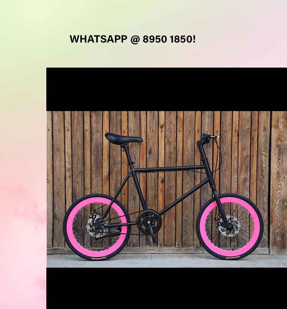 20 Inch 1 Speed MINI VELO [Black-Pink] Bicycles Fixie Bike Lightweight ...