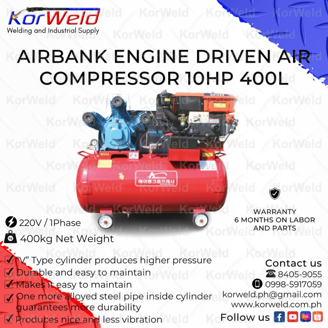 Airbank Engine Driven Air Compressor 10HP 400L, Commercial & Industrial ...