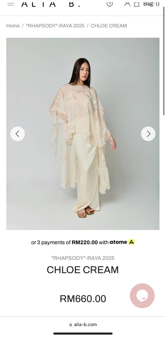 Alia B Chloe Cream, Women's Fashion, Muslimah Fashion, Baju Kurung ...