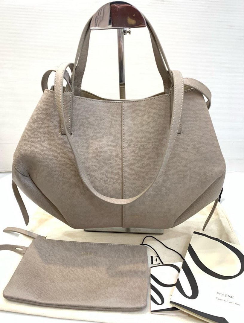 Authentic Polene Cyme Mini Grained Leather Grey GHW, Barang Mewah, Tas ...