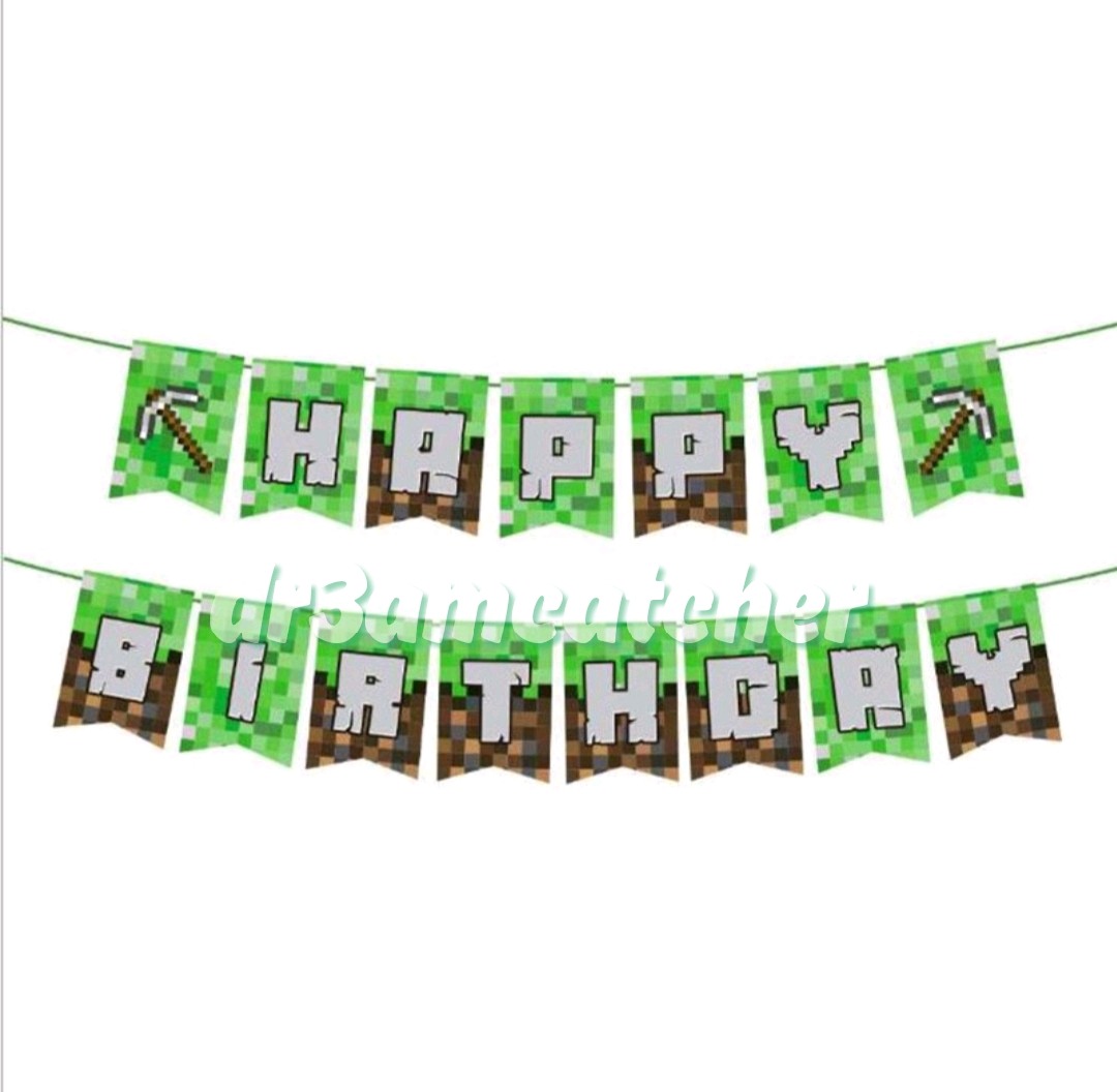 brand new MINECRAFT happy birthday banner, Hobbies & Toys, Stationery ...