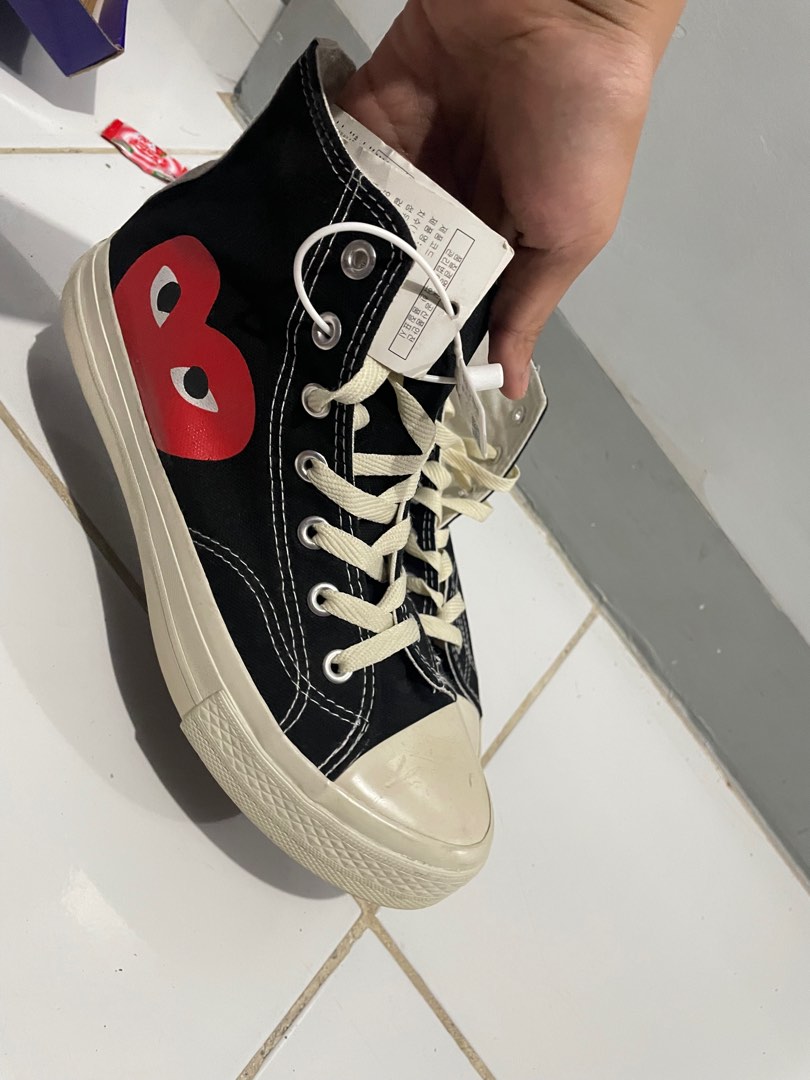 CDG Converse PLAY HIGH CUT (8), Women's Fashion, Footwear, Sneakers on ...