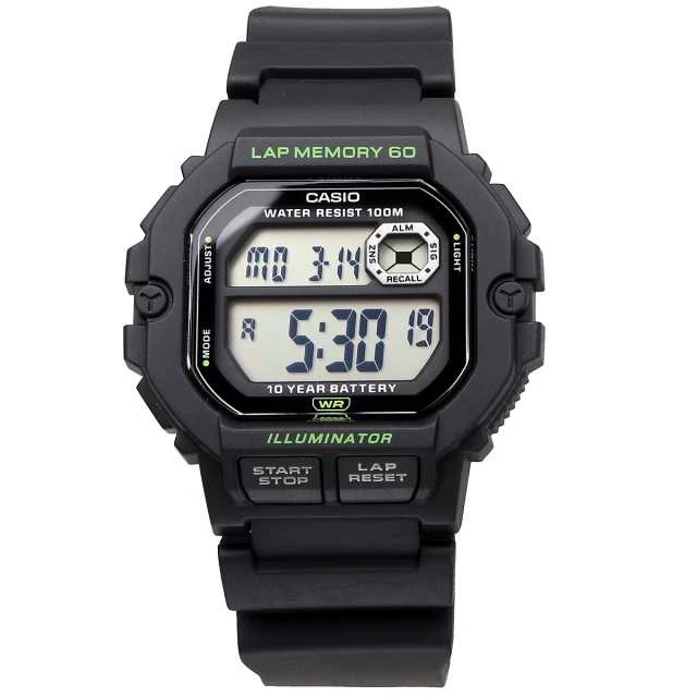[Chrono Hustle] Casio WS-1400 Illuminator Black Resin Band Digital Dual ...