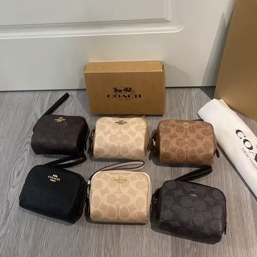 Coach Small Pouch Wristlet in Signature Canvas, Luxury, Bags & Wallets ...