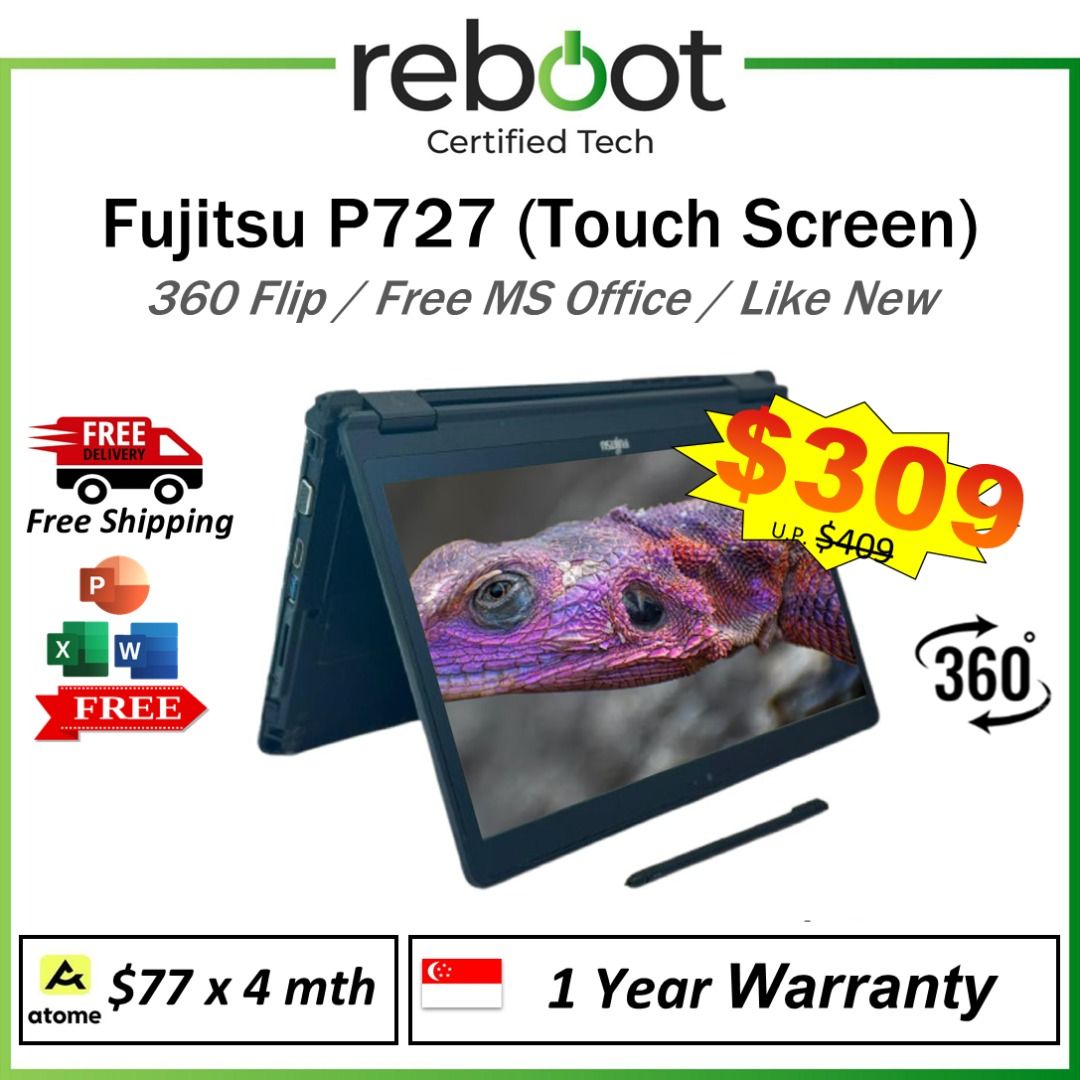 Fujitsu 360 Flip Screen i7 Laptop - Multifunction Touchscreen Laptop ...