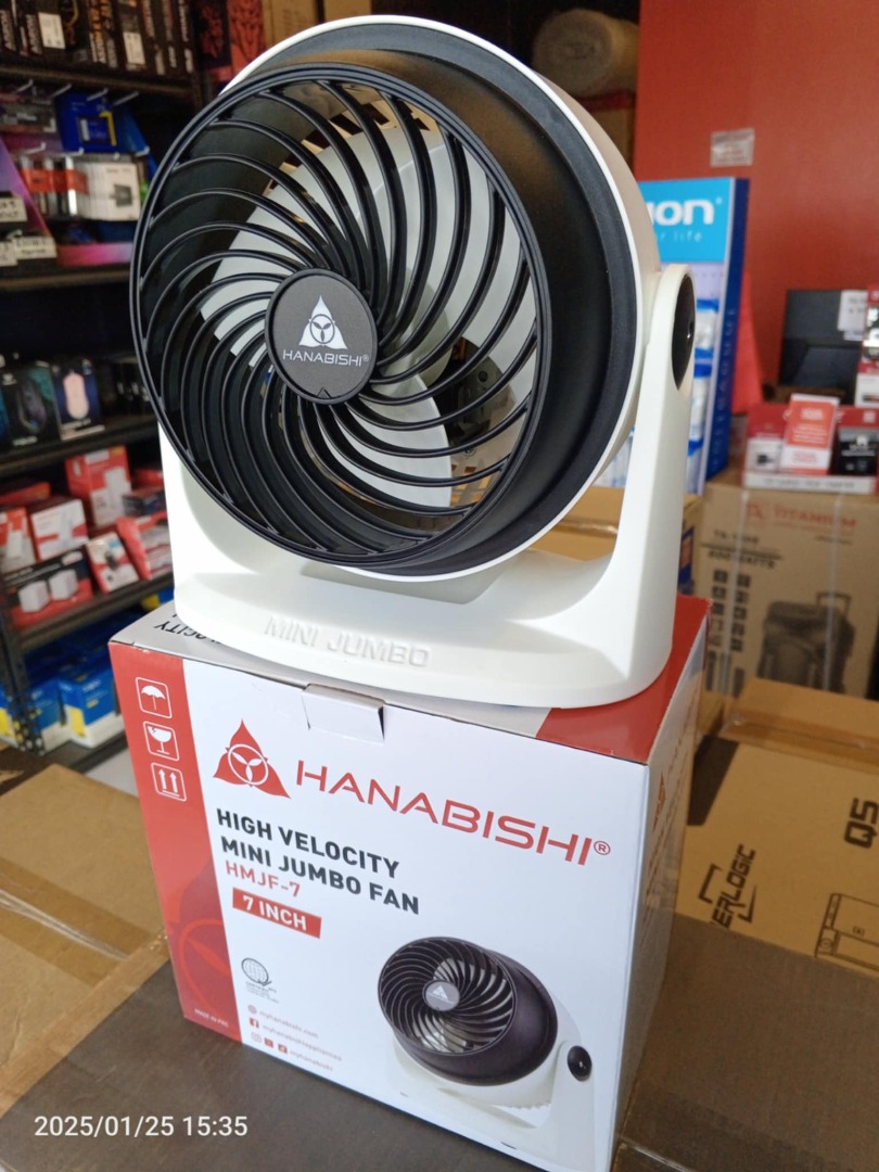 Hanabishi 7" High Velocity Mini Jumbo Fan Black White HMJF-7, Furniture ...