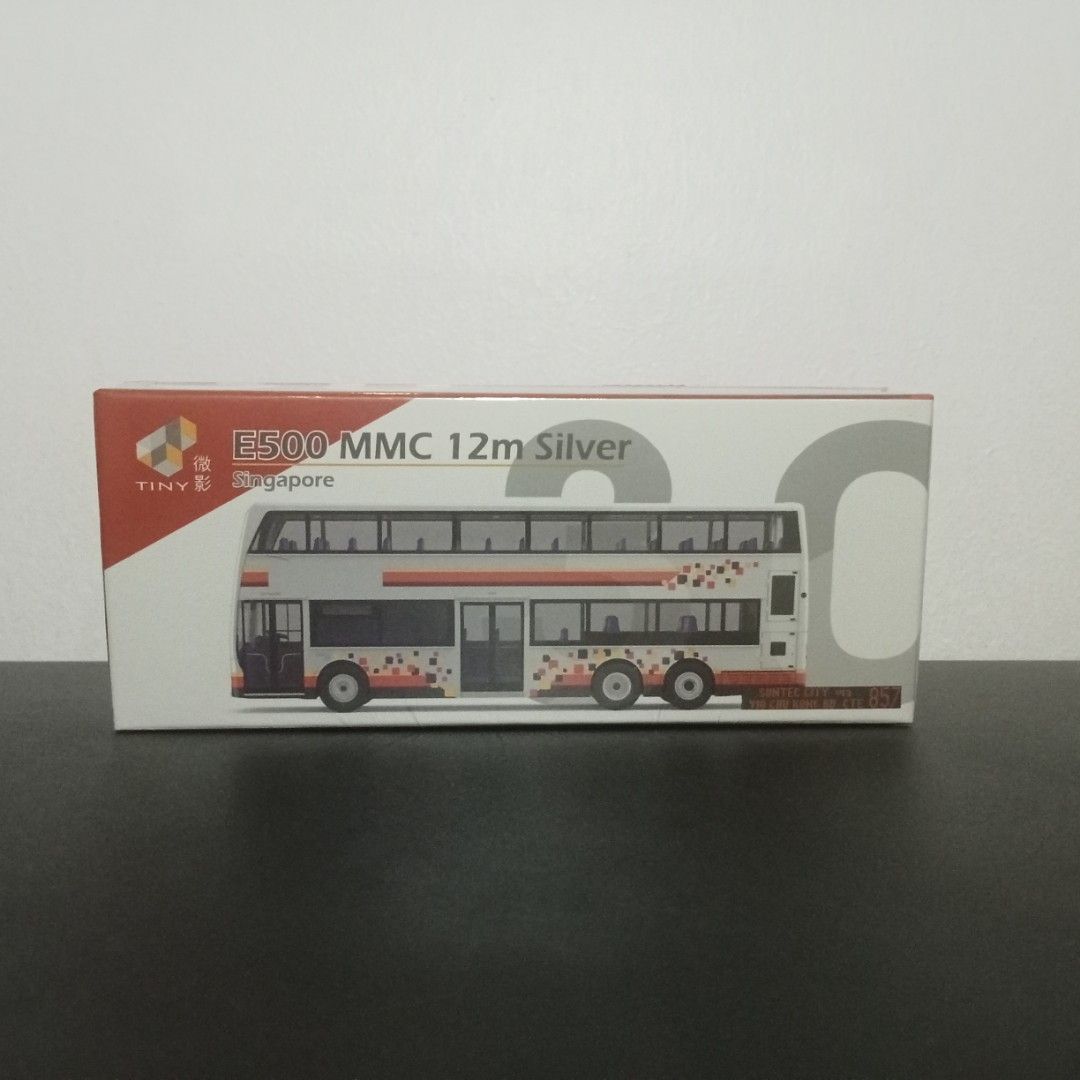 [IN HAND] TINY CITY DIECAST 1/110 (30) SINGAPORE E500 MMC 12M SILVER DOUBLE DECKER BUS SG (SVC ...