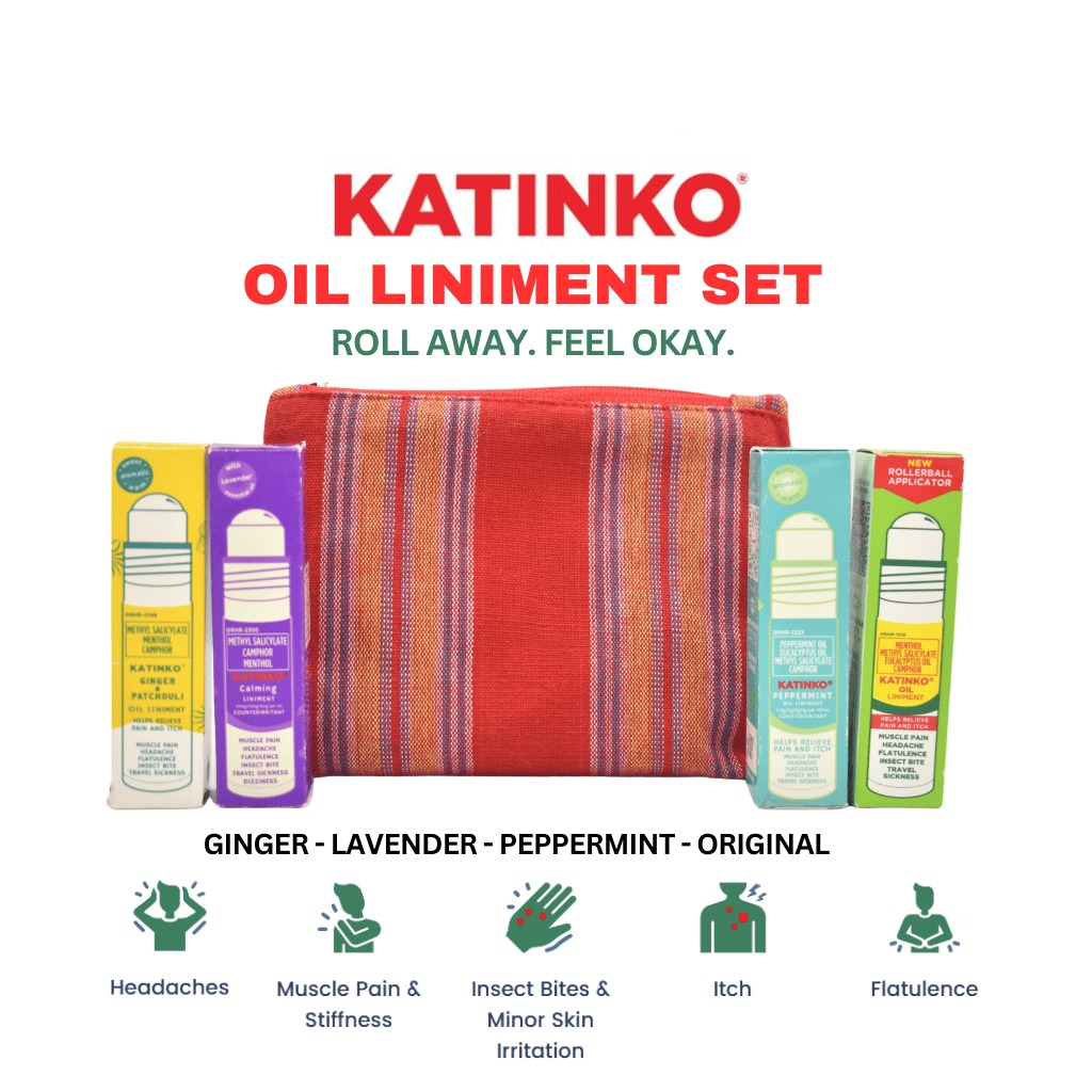 KATINKO OIL LINIMENT SET - Original, Ginger, Peppermint, Lavender,w ...