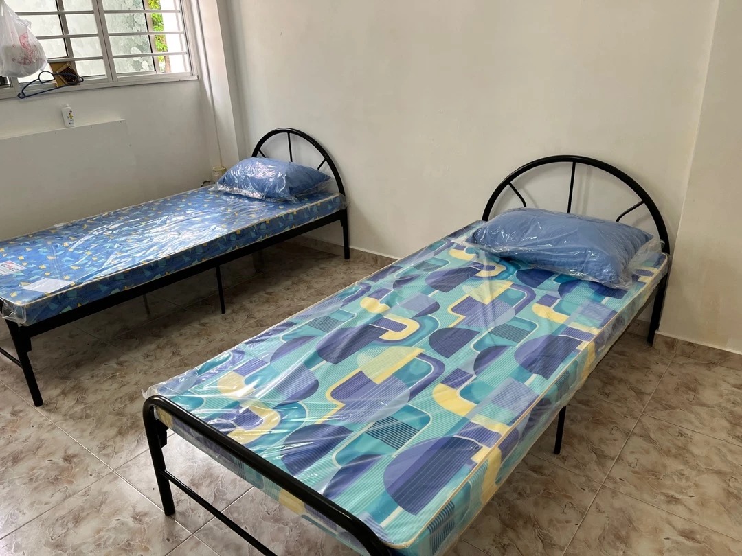Metal Bed with Foam Mattress, Furniture & Home Living, Furniture, Bed ...