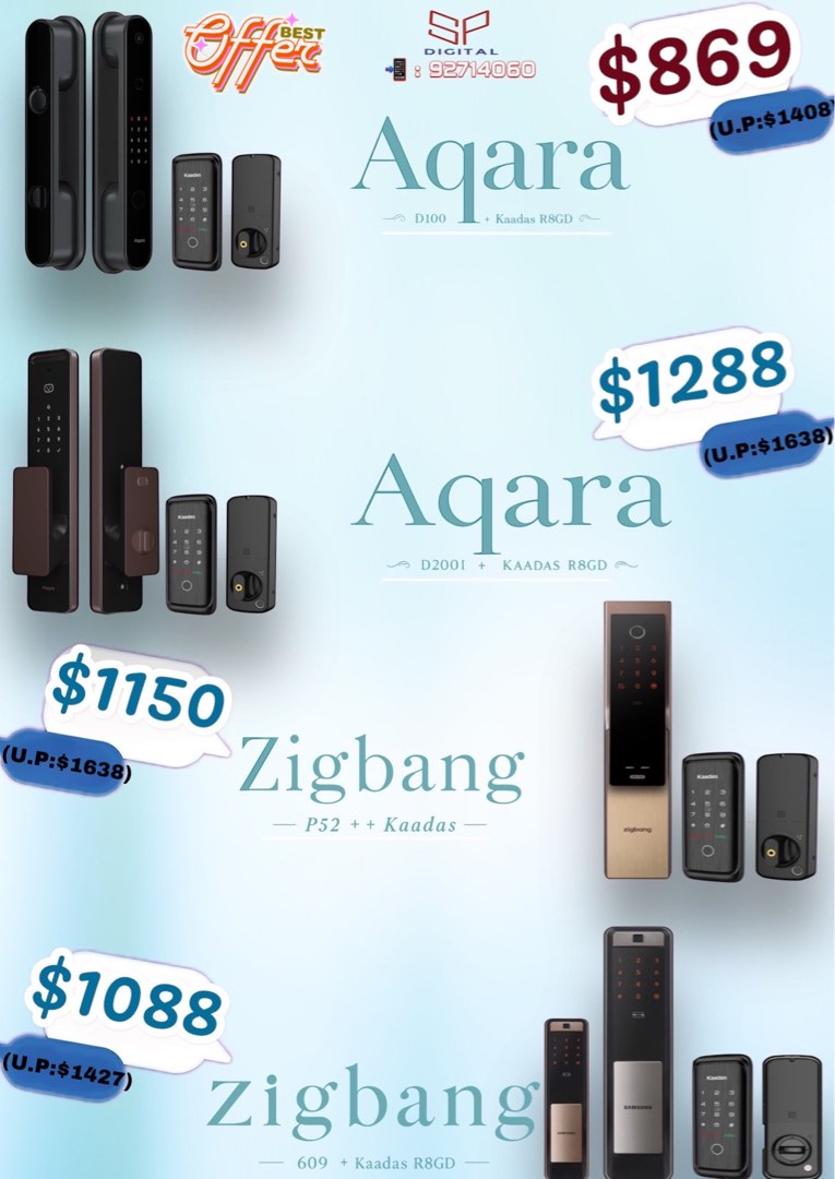 Aqara and Kaadas and Zigbang Digital lock bundle, Furniture & Home Living, Security & Locks ...