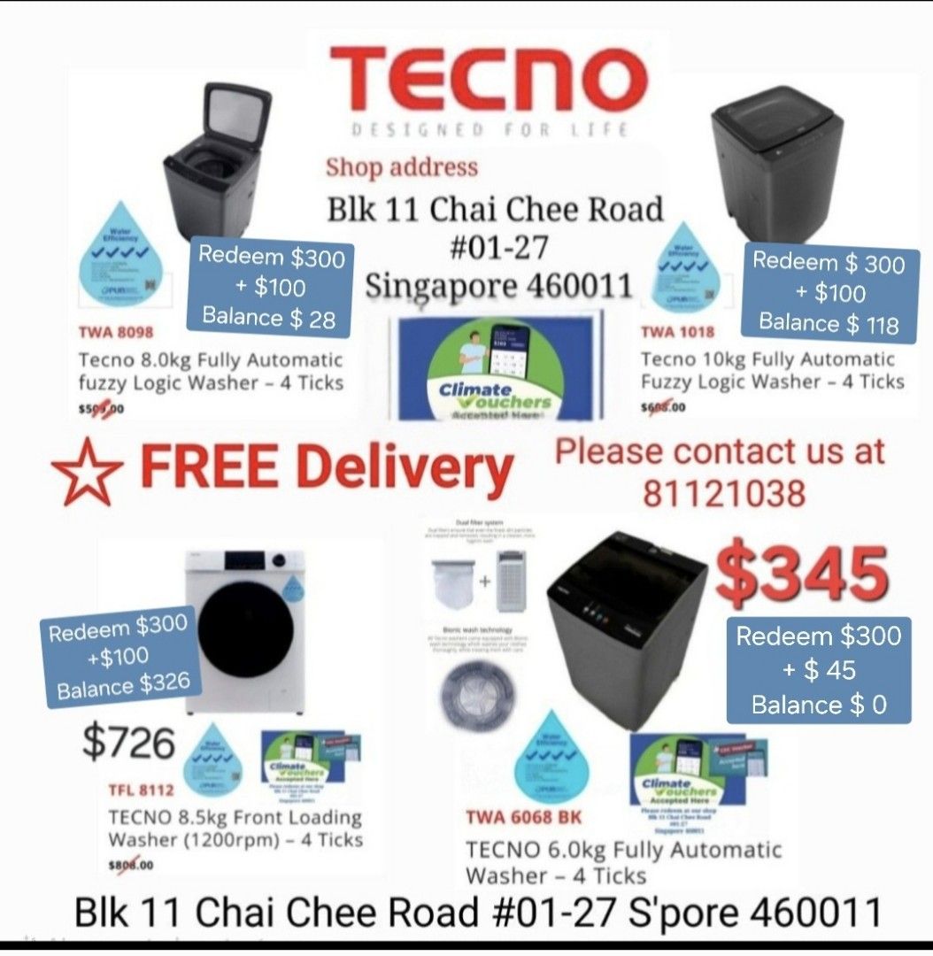 Climate Vouchers & CDC Vouchers Accepted at our shop,TECNO Washing ...