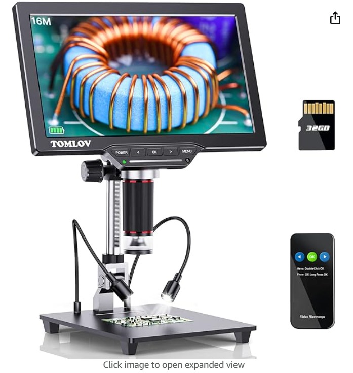 TOMLOV DM202 HDMI Digital Microscope,10.1 Inch LCD Microscope,16MP Coin ...