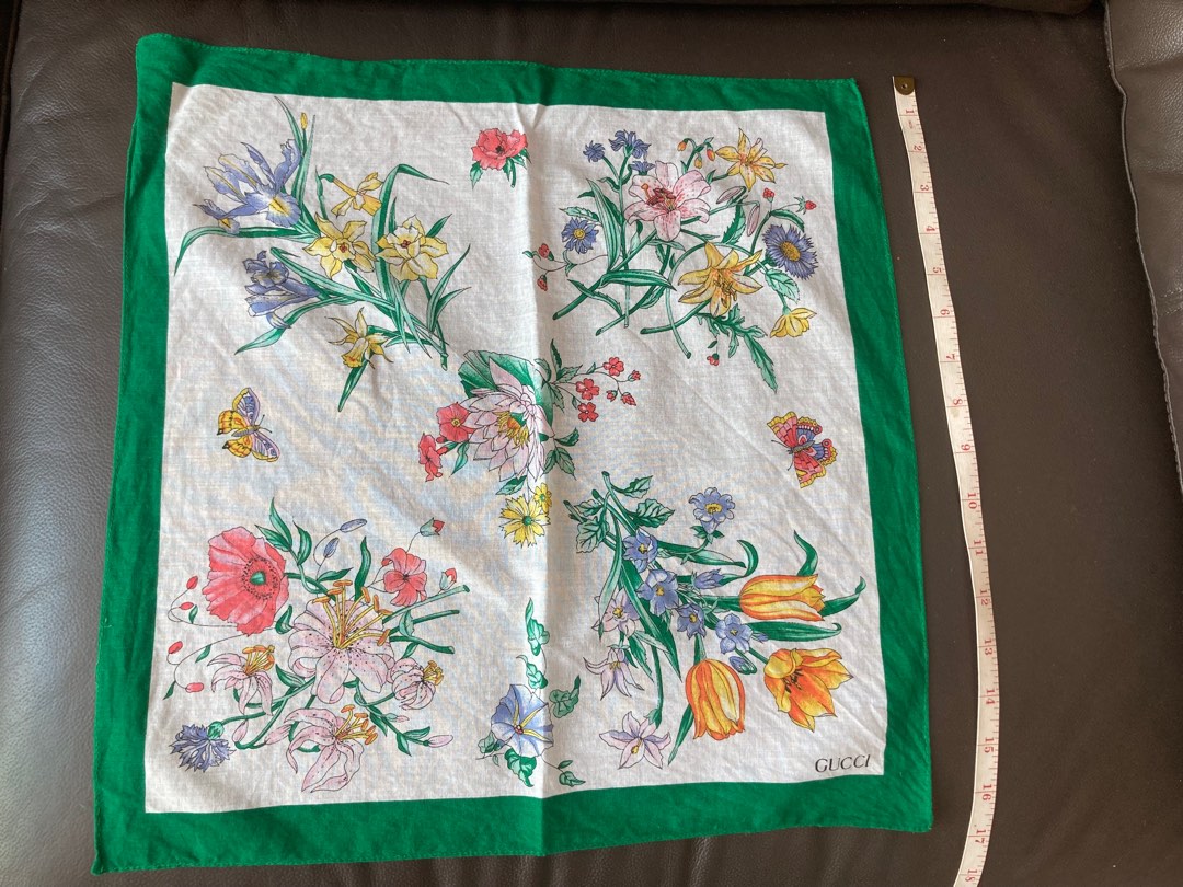 Vintage Gucci Floral Cotton Handkerchief, Women's Fashion, Watches ...