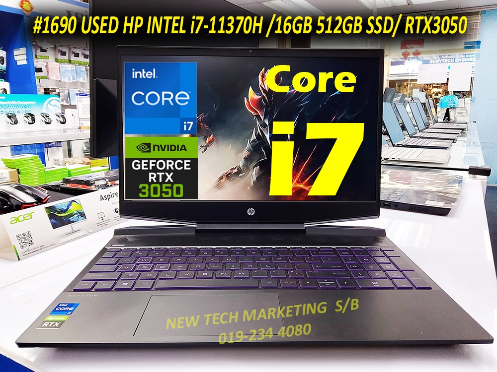 #1690 Used HP Pavilion Gaming Laptop Intel Core i7-11370H 16GB 512GB ...