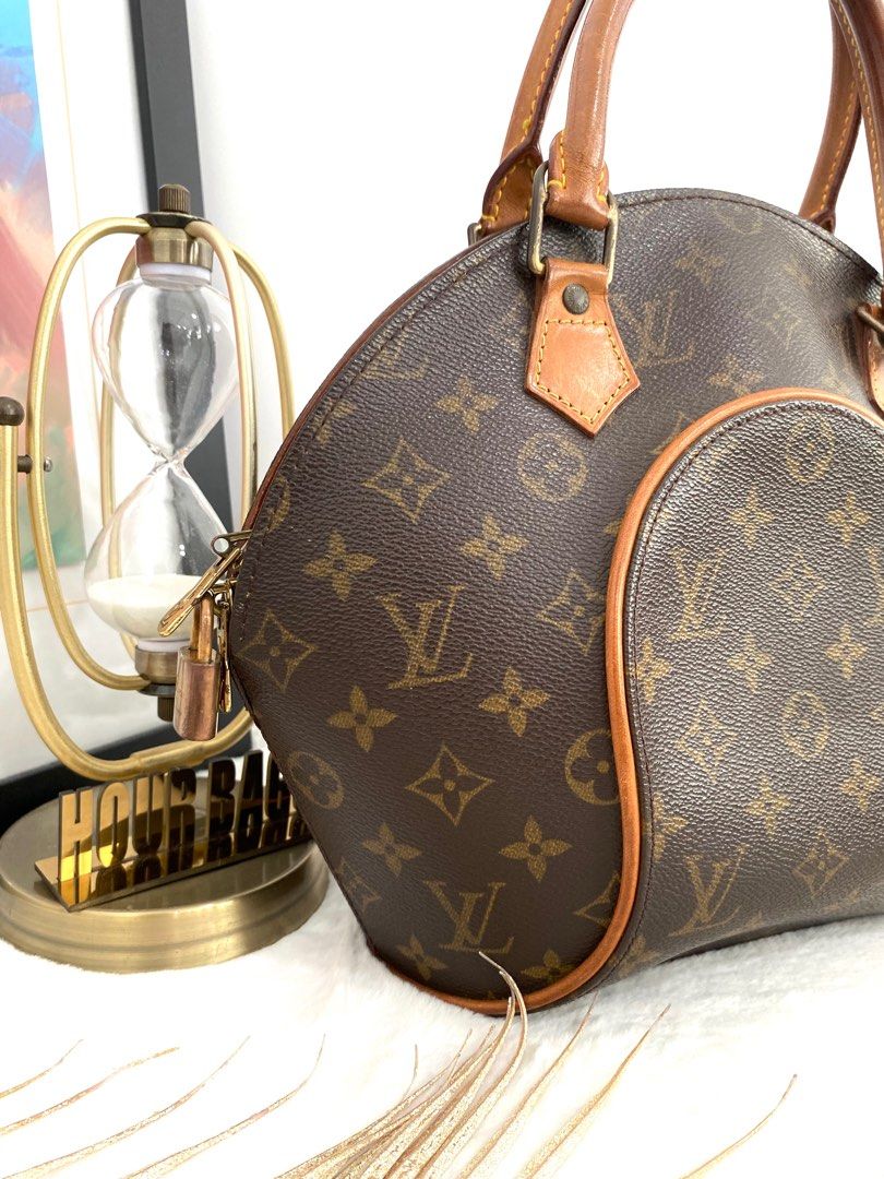 💯% Authentic LV Brown Canvas Monogram Pm Ellipse Top Handle Bag in GHW, Luxury, Bags & Wallets ...