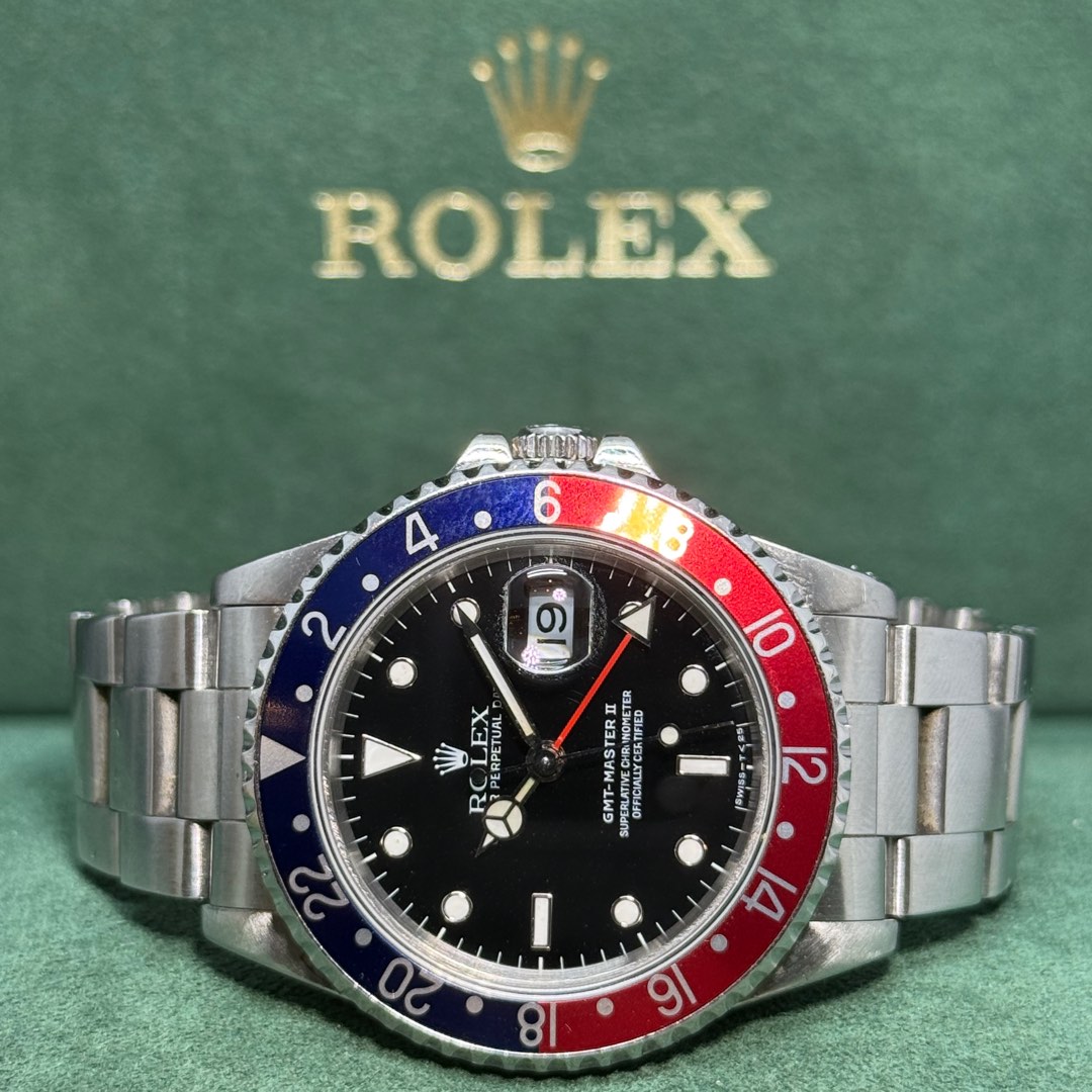 🔥AD Receipt🔥 Rolex 16710 GMT Master II Pepsi Full Set Oyster 40mm ...