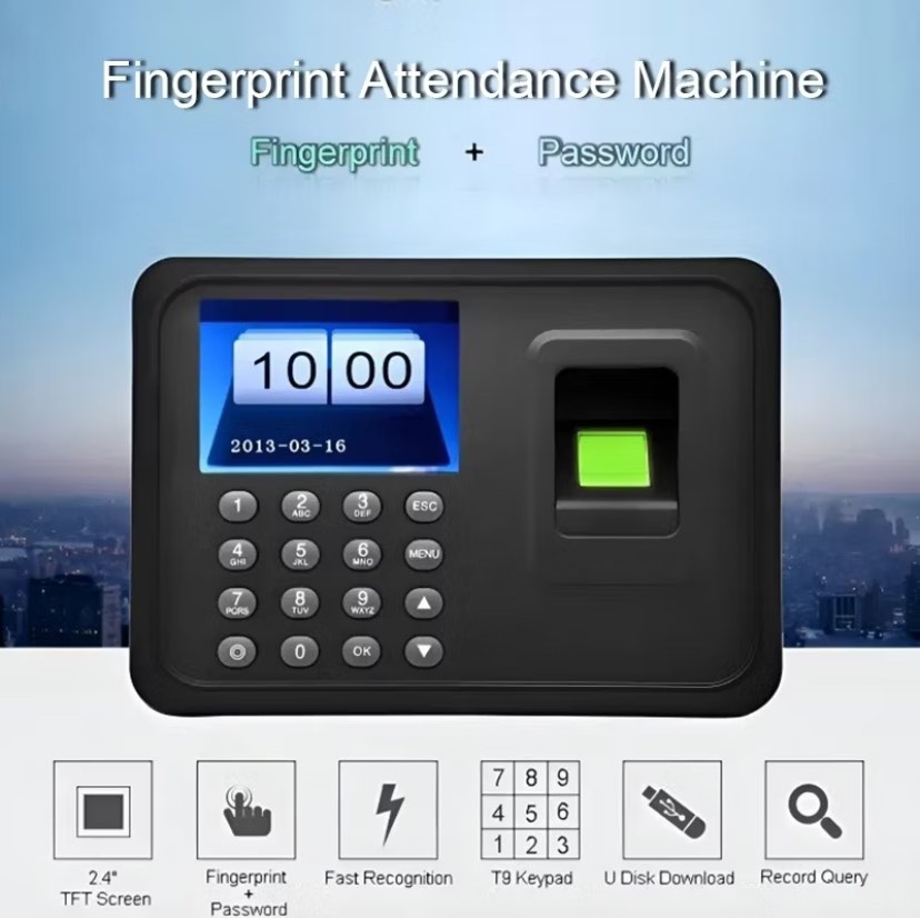 Attendance Biometric Fingerprint Scanner Absence Machine Time Cards ...