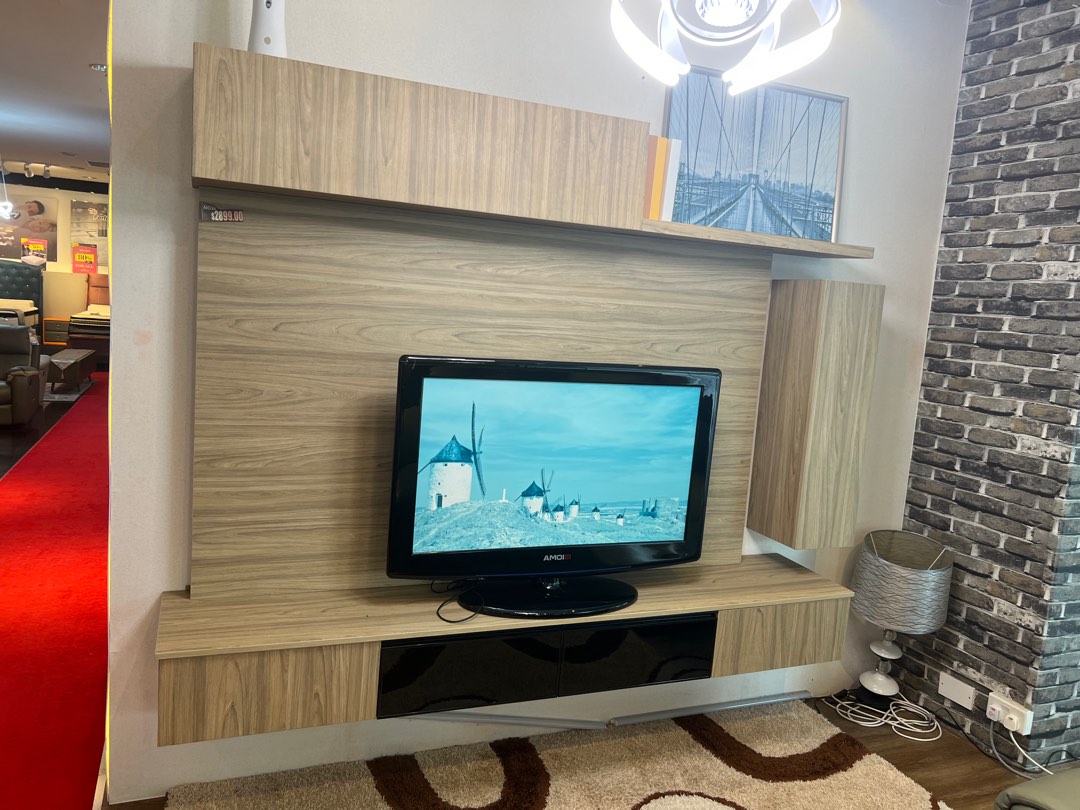 Cheapest 7ft feature wall with tv console with drawers and shelvings ...