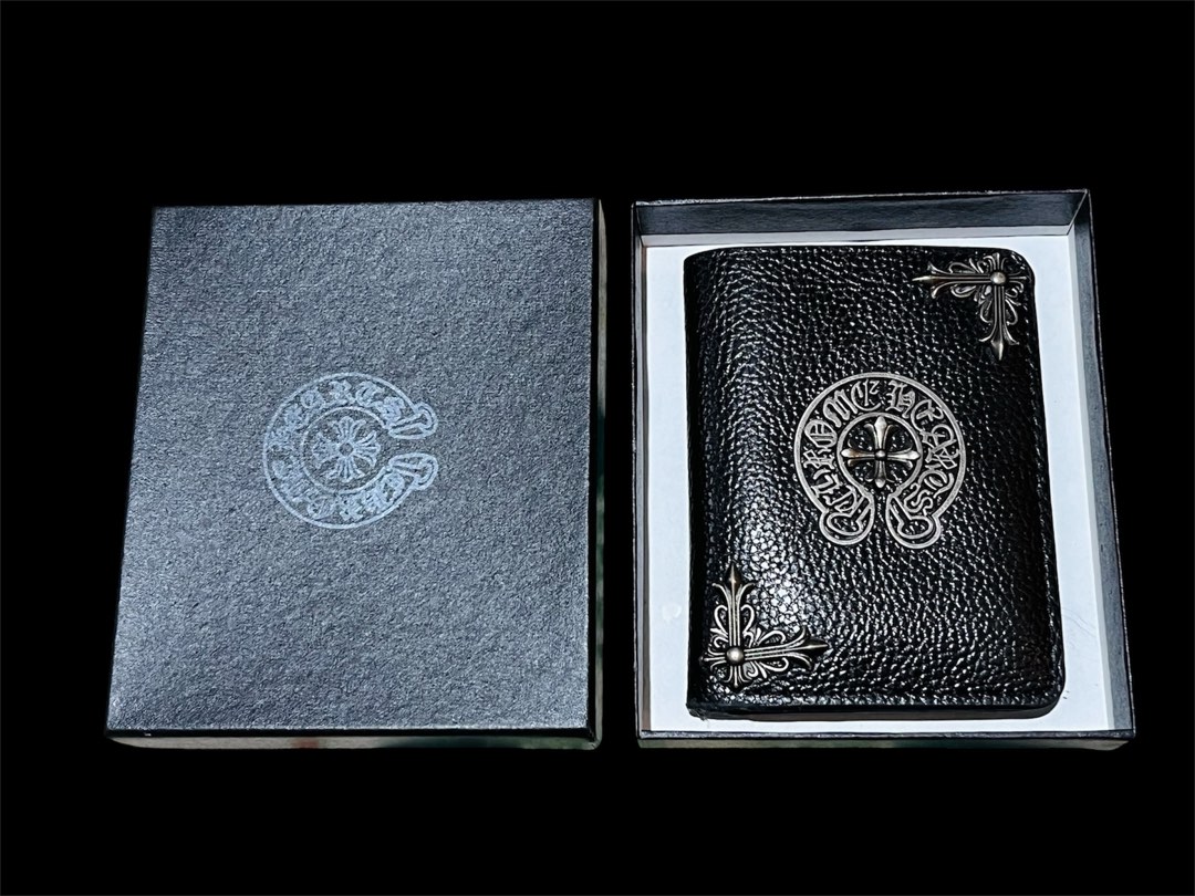 CHROME HEARTS WALLET TITANIUM LOGO PLATE SYNTHETIC LEATHER, Men's ...