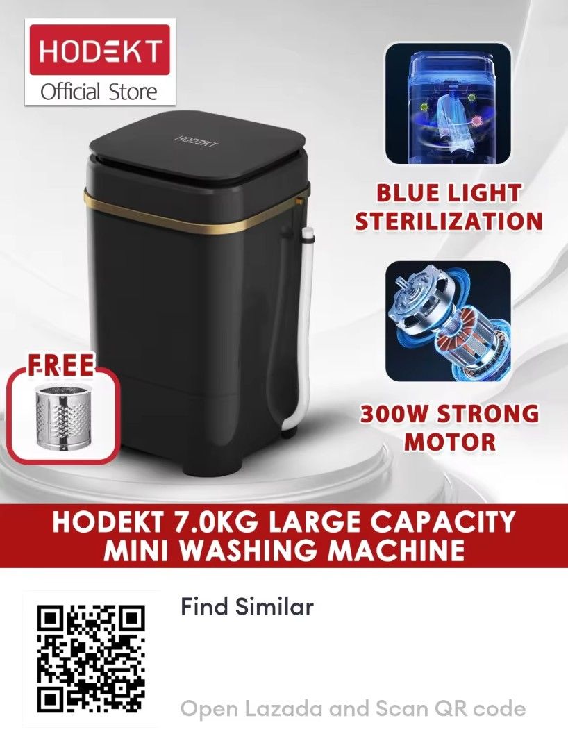 HODEKT Family Mini Washing Machine, Mesin Basuh Large Capacity, Washing ...