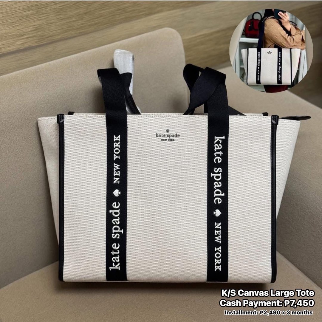 Kate Spade Canvas Large Top Zip Tote Bag, Women's Fashion, Bags ...