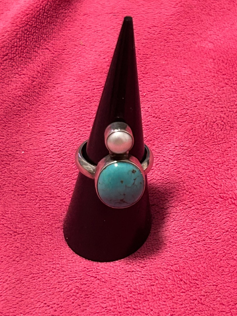 MARVELOUS VINTAGE NATIVE AMERICAN NAVAJO BLUE GEM TURQUOISE STERLING SILVER RING OLD, Everything ...