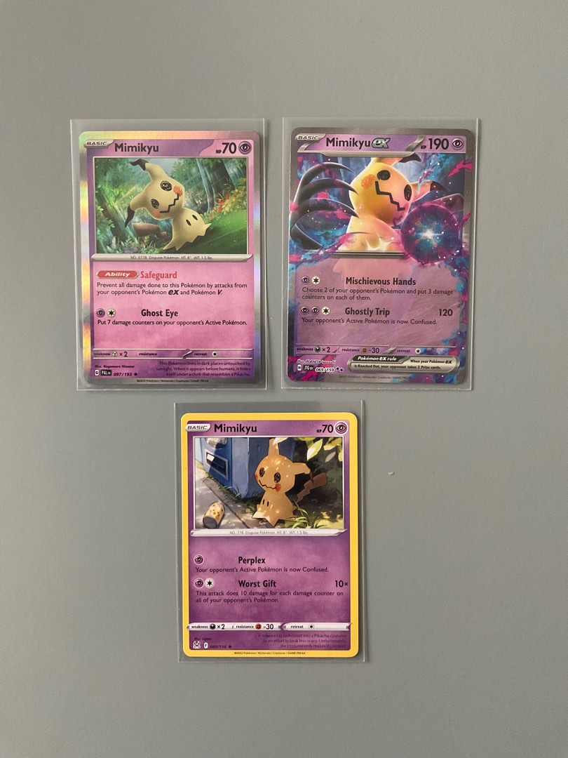 Mimikyu ex foil reverse holo Tcg JTG PAL PAF Pokemon cards pink cute ...