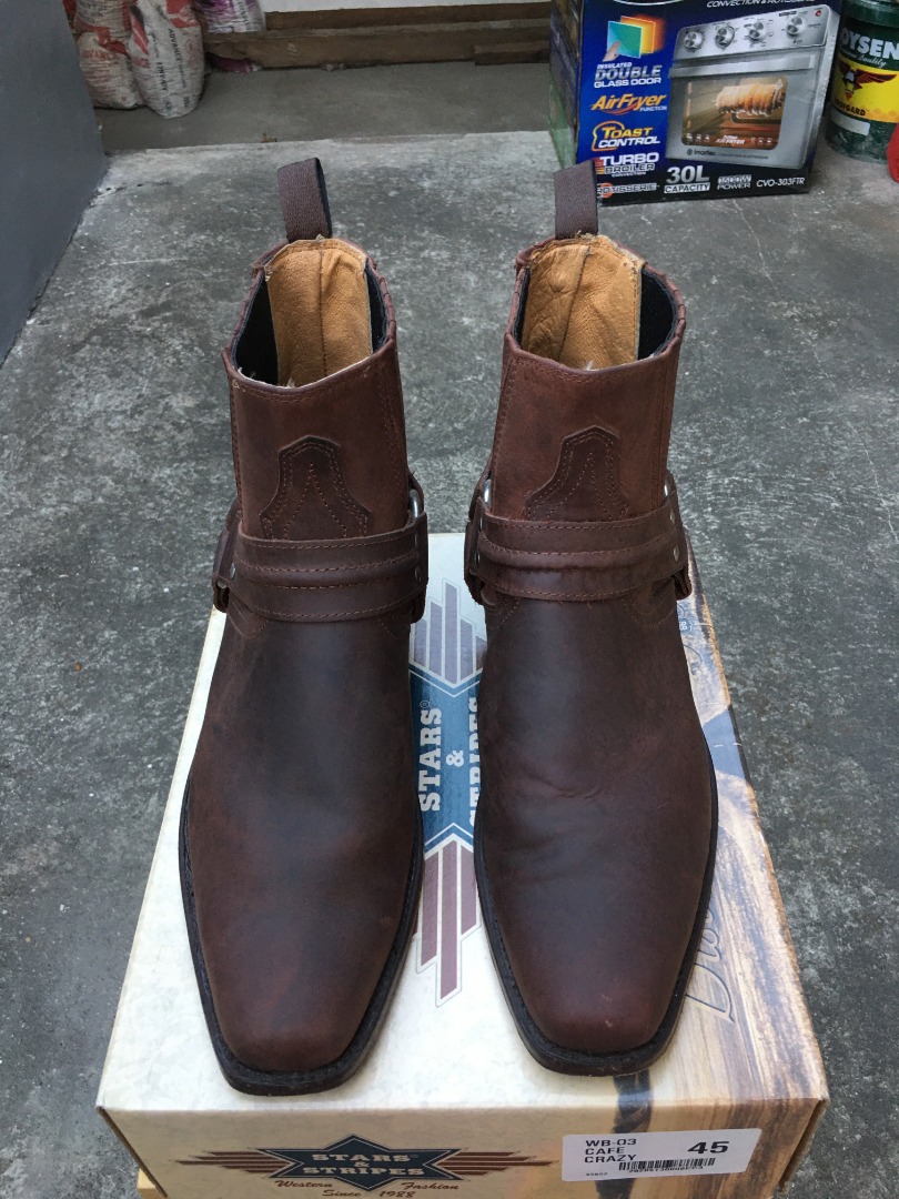 STARS & STRIPES COWBOY BOOT WB-03 CAFE CRAZY, 100% COWHIDE, Men's ...