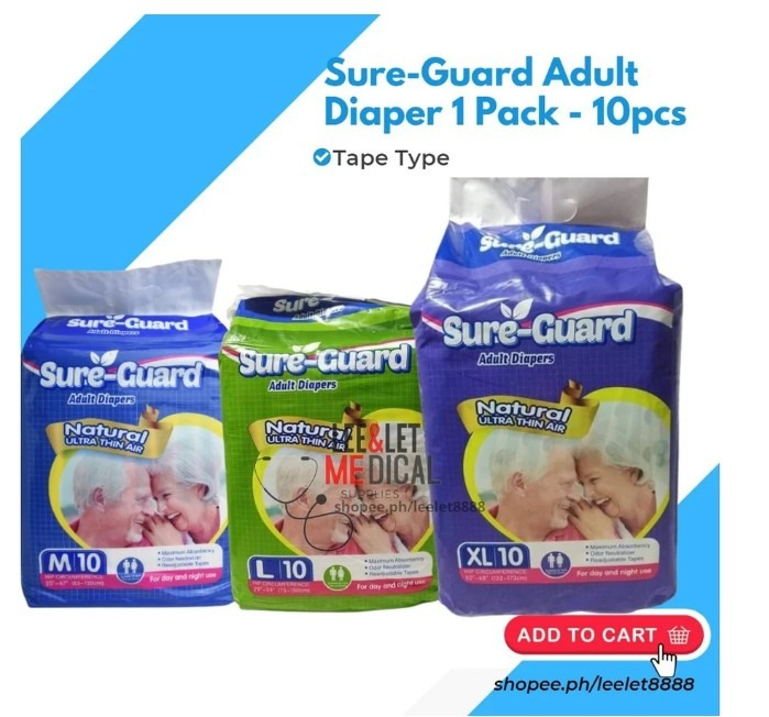 Sure-Guard Adult Tape Type Diapers 10-pcs Pack | Multi Sizes Available ...
