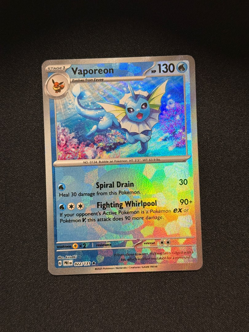 Vaporeon Poke Ball Prismatic Evolutions 22/131, Hobbies & Toys, Toys ...