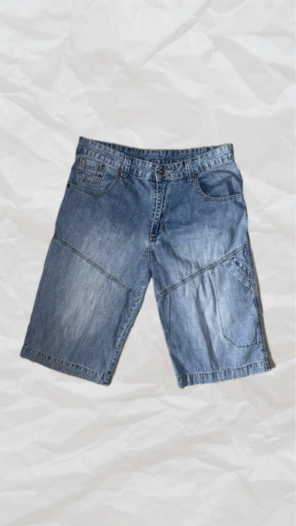 Washed Blue Denim Jorts (For BAGGY FITS), Men's Fashion, Bottoms ...