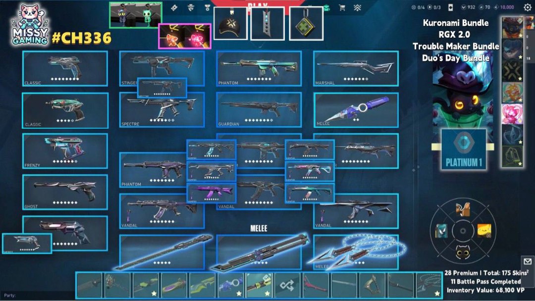 WTS 28 Premium Skins Valorant Account - Kuronami Bundle | Duos Day ...