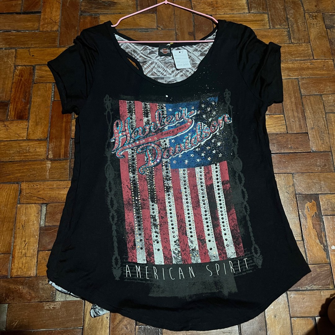 Y2K Harley Davidson Bedazzled Top, Women's Fashion, Tops, Blouses on ...