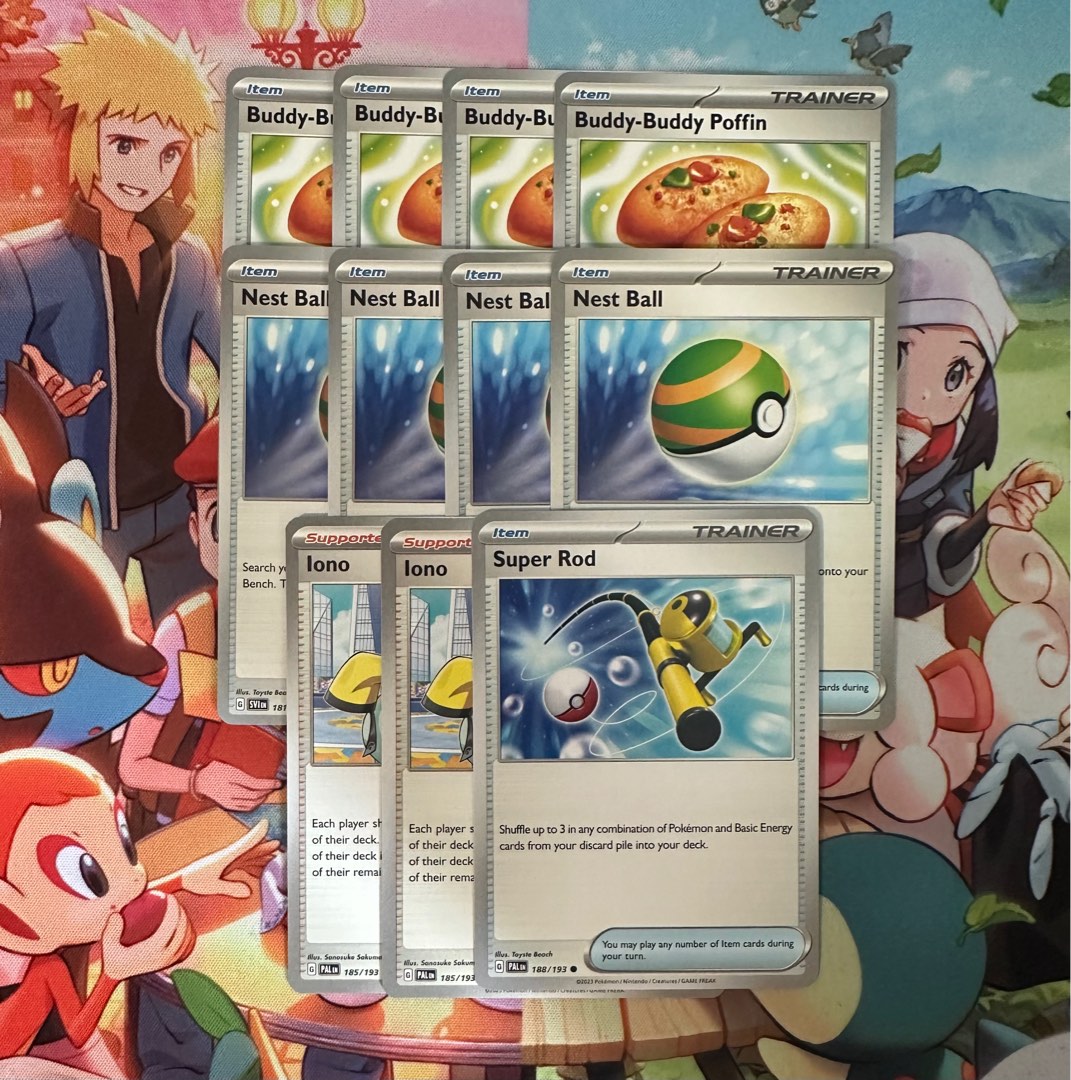All for $10 Pokemon TCG Staple/Deckbuilding/Playable Buddy Buddy Poffin, Nest Ball, Iono, Super ...